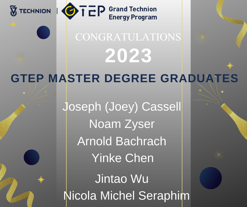 Congratulations to the 2023 Grand Technion Energy Program (GTEP) Master degree excellent ...